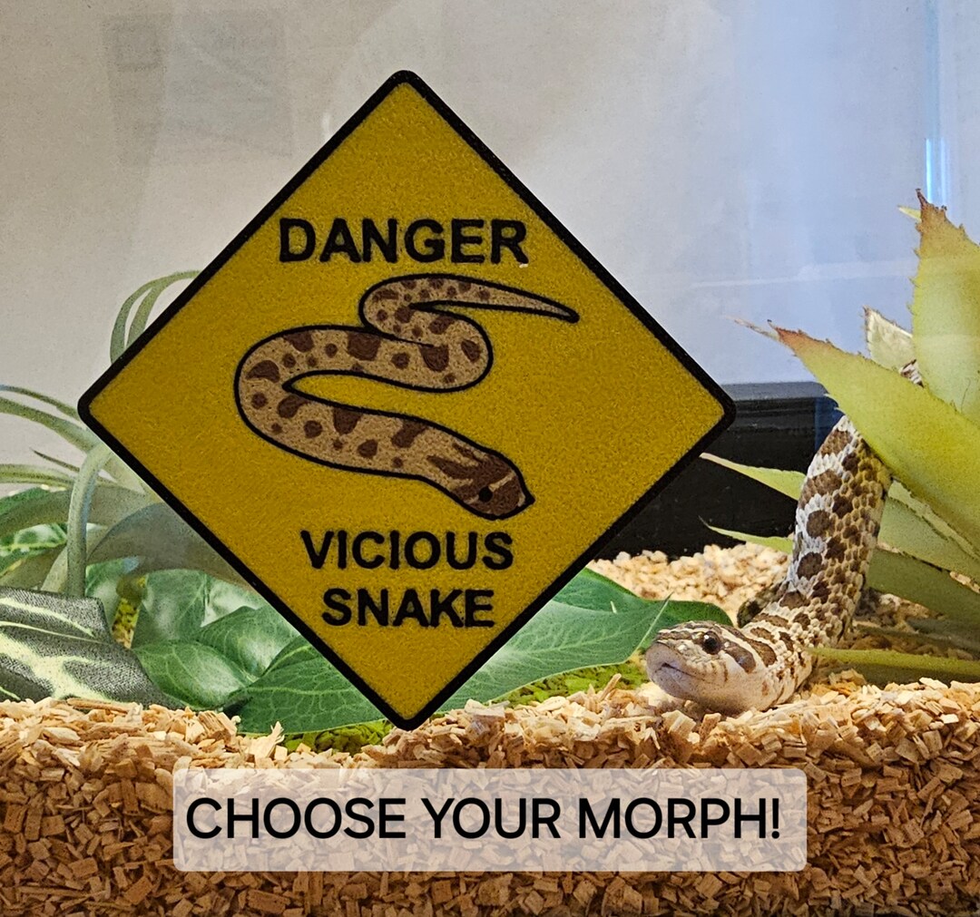 Cute Snake Danger Sign With Magnets, Vivarium Decoration for Western ...