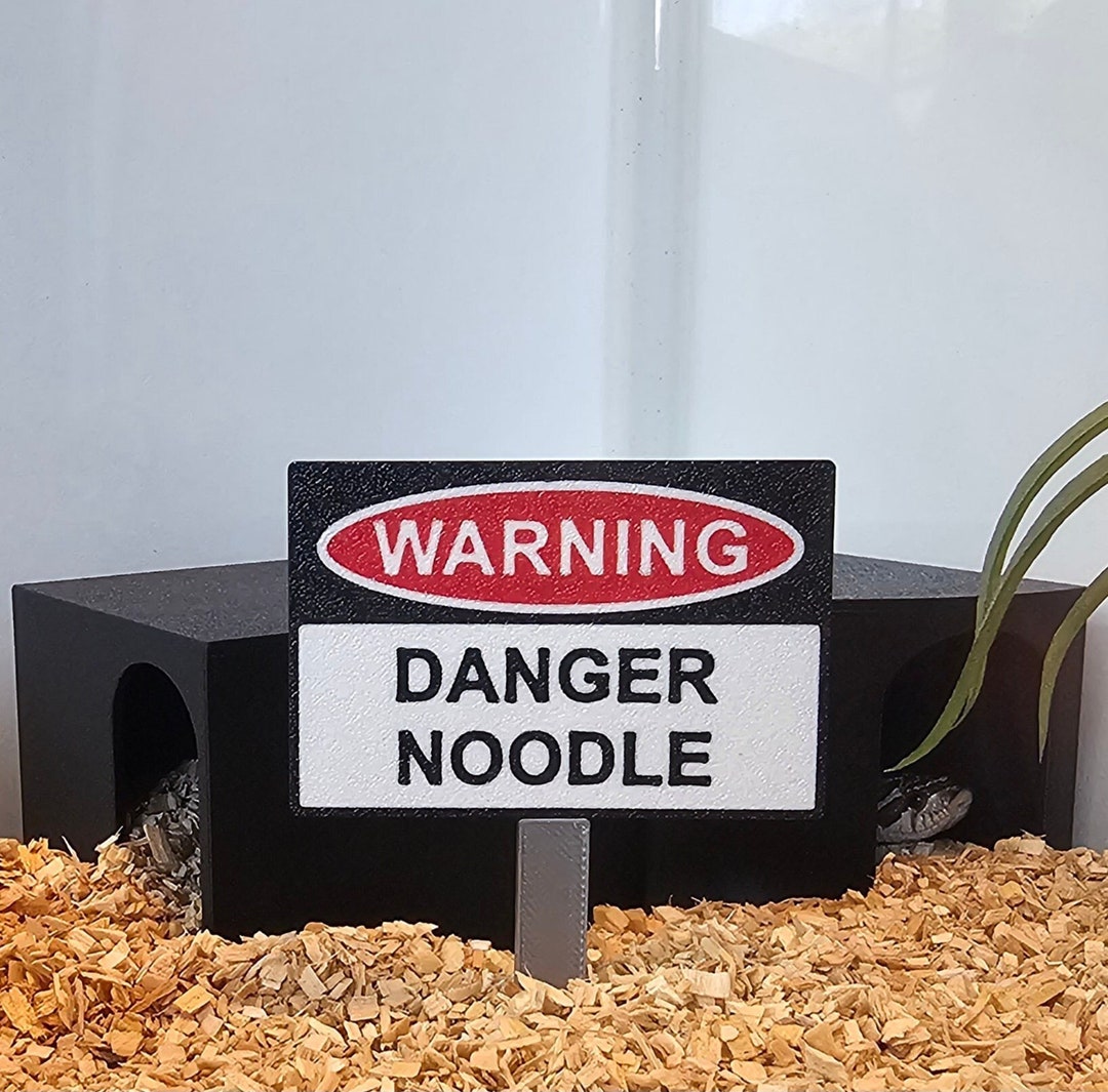 Danger Noodle Cute Snake Warning Sign With Post, Vivarium Decoration ...