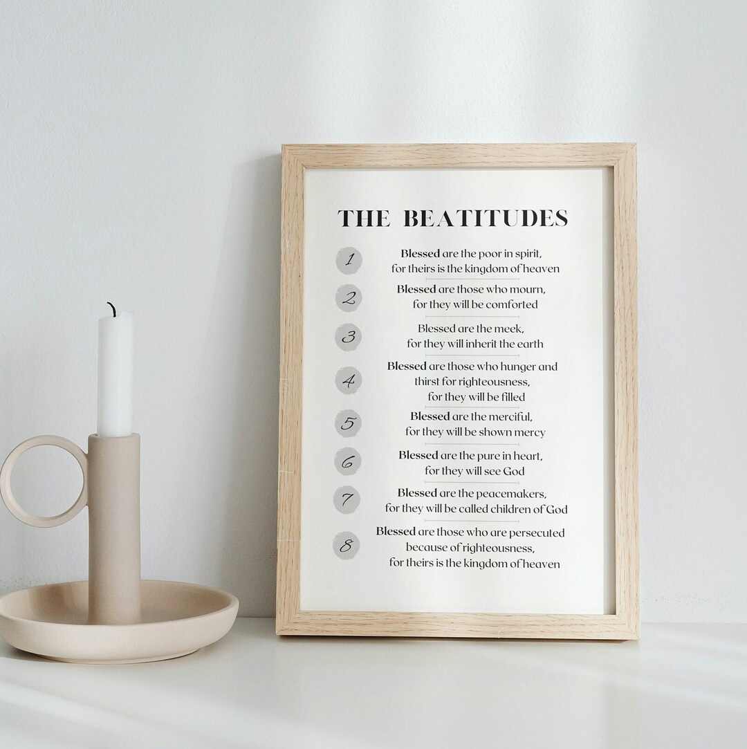 The Beatitudes Matthew 5 Poster, Modern, Christian Bible Verse ...