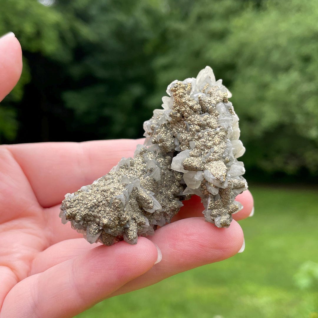 Calcite Crystal Cluster, Gold Pyrite, Raw Crystal, Mineral Specimen - Etsy