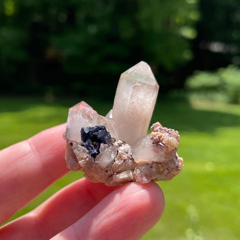 Quartz Crystal Point With Fluorite, Natural Specimen, India - Etsy