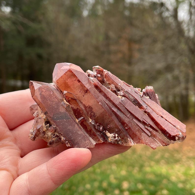 Quartz Crystal Cluster, Red Hematite Inclusions, Zambia - Etsy