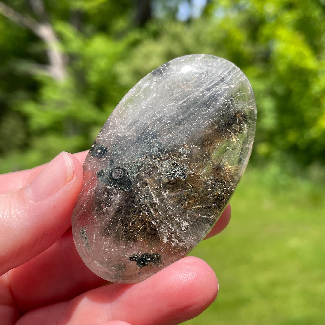 Himalayan Quartz, Rutile Inclusions, Polished Palm Stone - Etsy