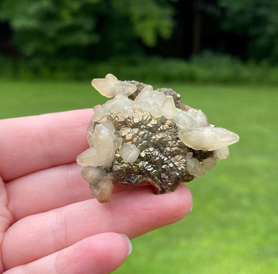 Calcite Crystal Cluster, Gold Pyrite, Raw Crystal, Mineral Specimen - Etsy