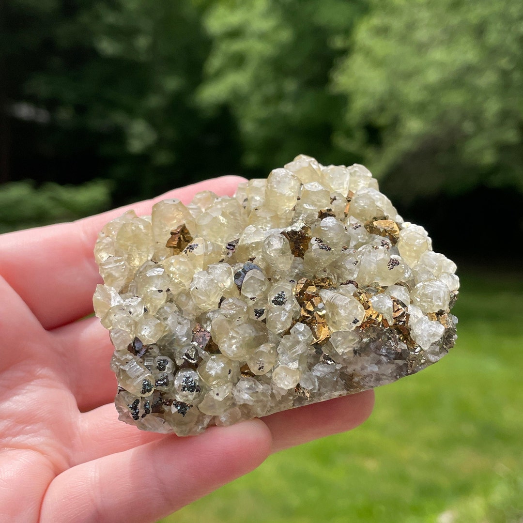 Calcite Crystal Cluster, Pyrite, Natural Specimen, Hubei Daye - Etsy UK