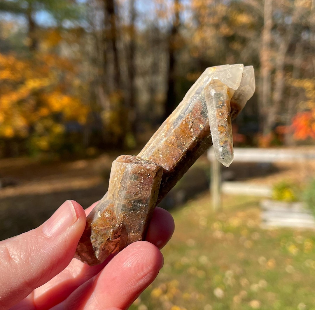 Quartz Crystal Point, Iron Inclusions, Chlorite, Hematite, Limonite ...
