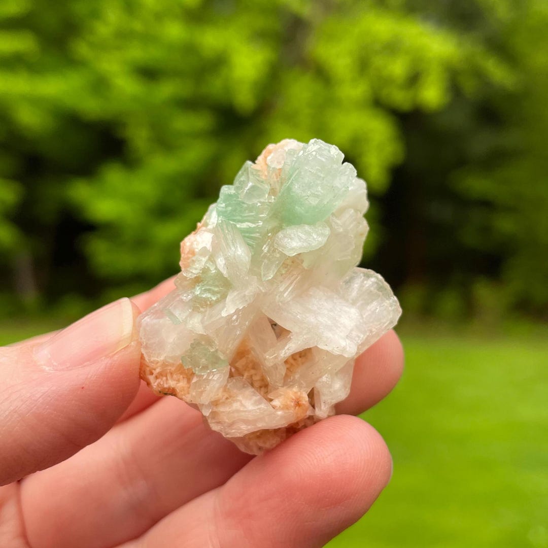 Green Apophyllite, Peach Stilbite, Zeolite Crystal Cluster, India - Etsy