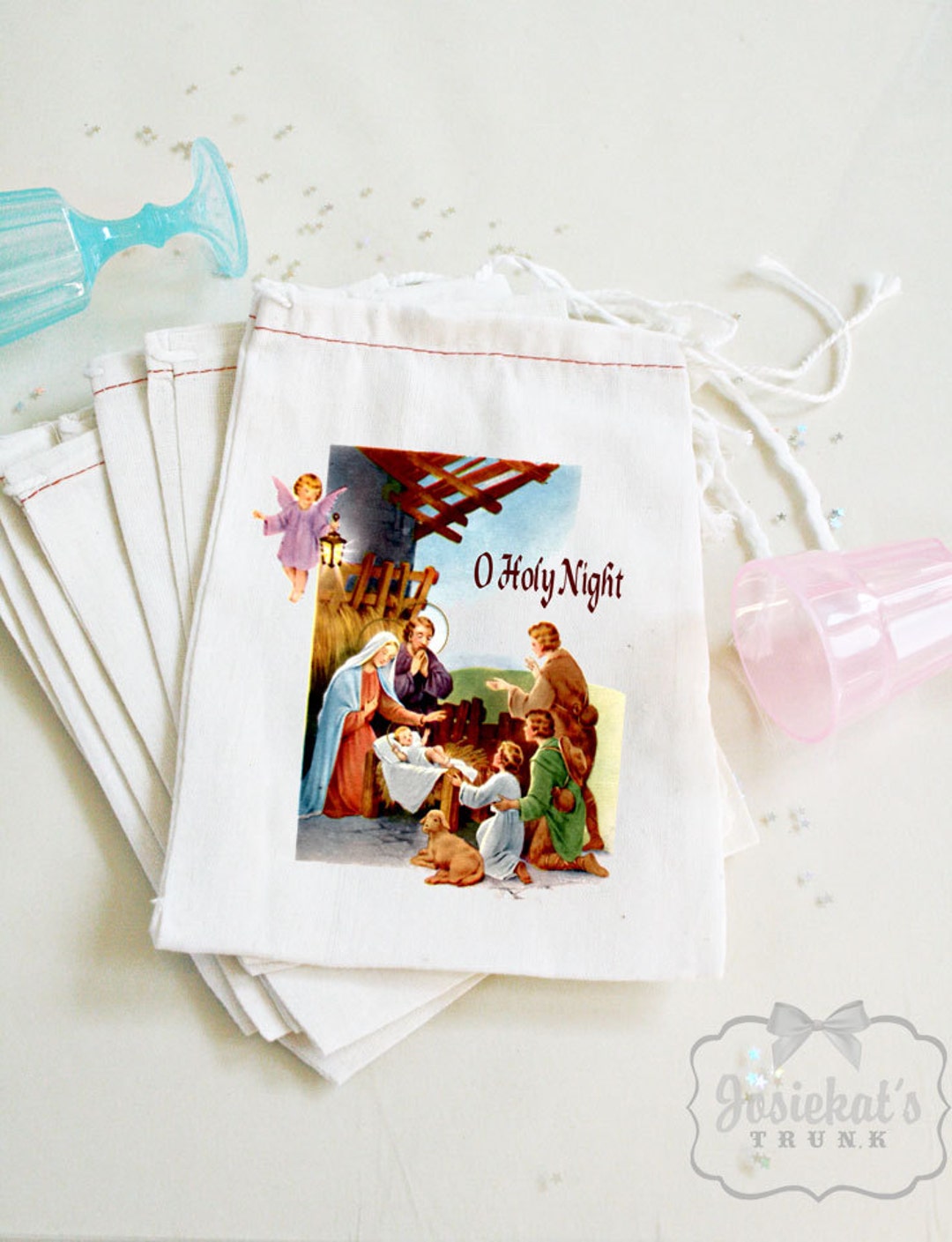 Vintage Nativity Favor Bags: Religious Christmas Party, O Holy Night ...