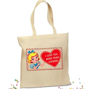 Personalized "love You More Than Cookies" Bag Tote Retro Gift Canvas ...