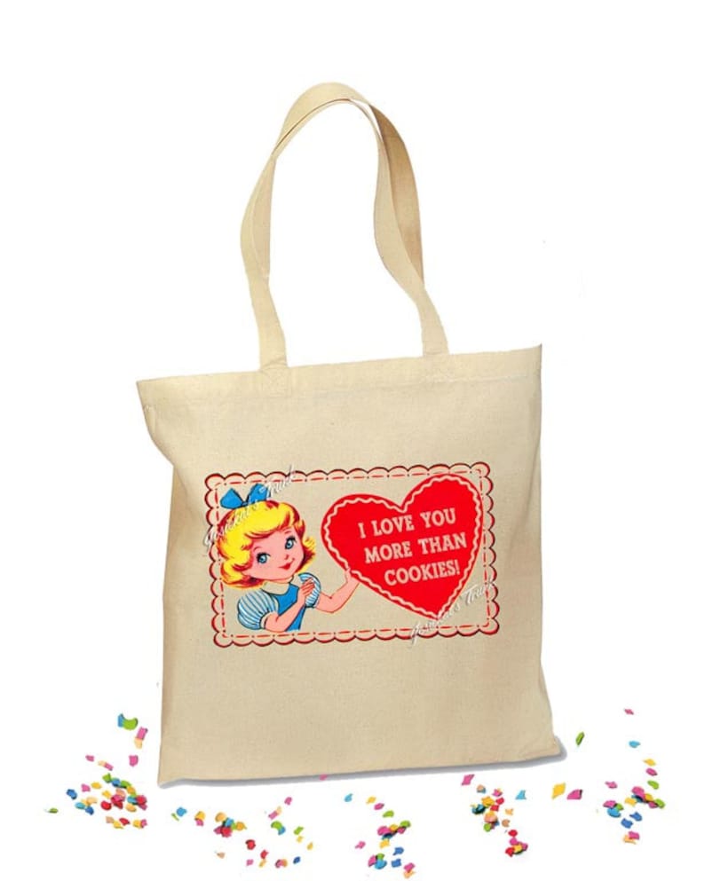 Personalized "love You More Than Cookies" Bag Tote Retro Gift Canvas ...