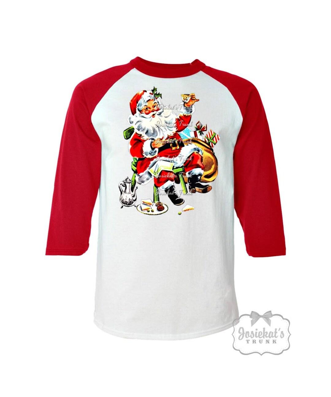 Christmas Shirt Santa Tea Party Shirt Christmas Baseball Red Shirt ...