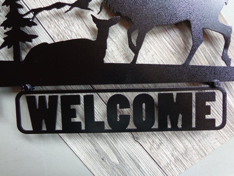 Elk Welcome Sign Plasma Cut Metal Wall Art 15 W X - Etsy