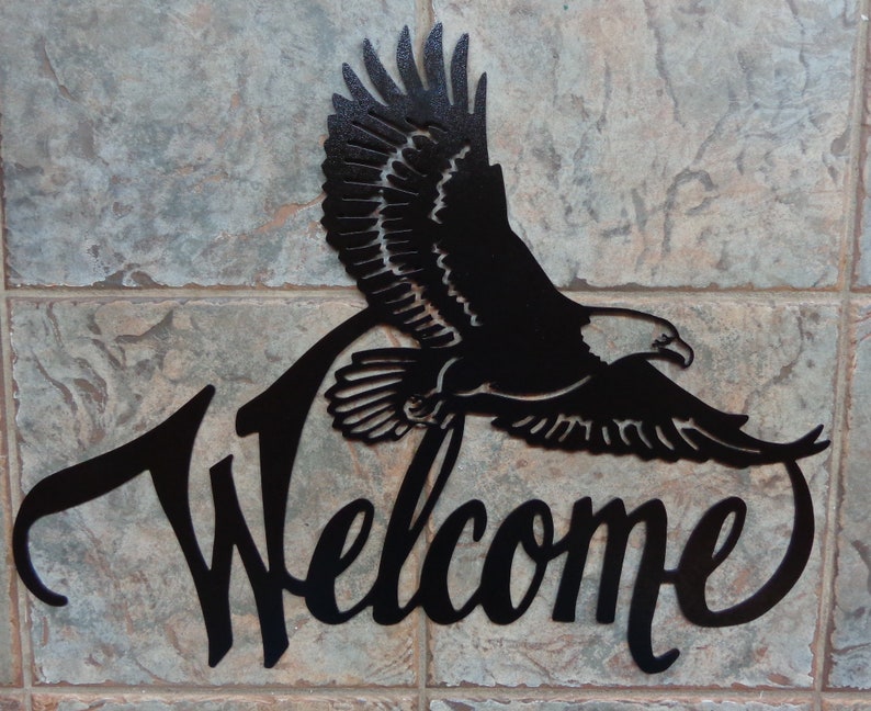 New Eagle Welcome Sign Plasma Cut Metal Wall Art 20 T x | Etsy