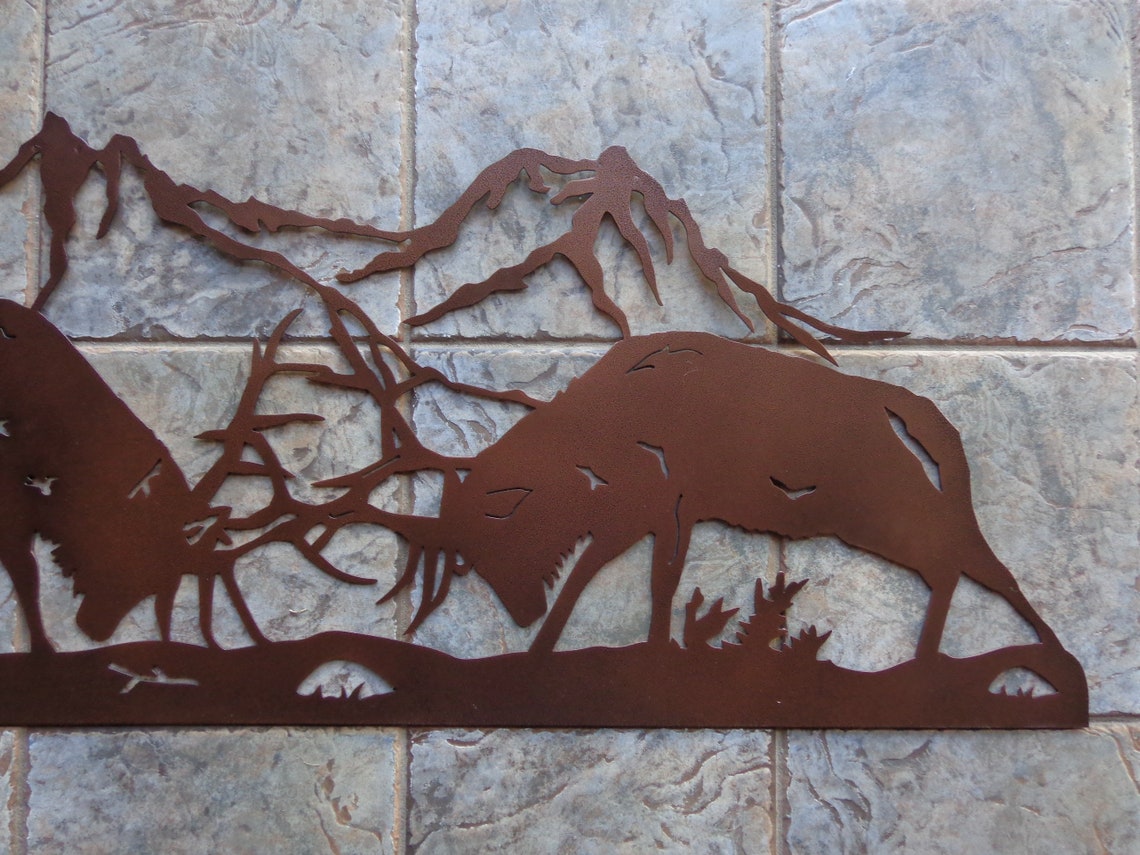 New Large Fighting Elk Sign Plasma Cut Metal Wall Art 47 - Etsy