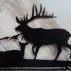 Elk Welcome Sign Plasma Cut Metal Wall Art 15 W X 12 T Black Hammered ...