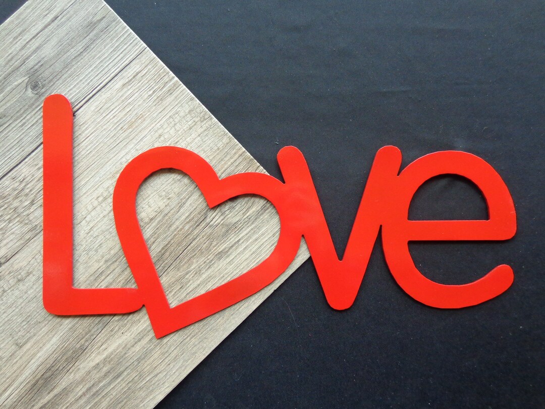 New Love Plasma Cut Metal Wall Art 15 Wide X 7 Tall Bright Red Finish ...