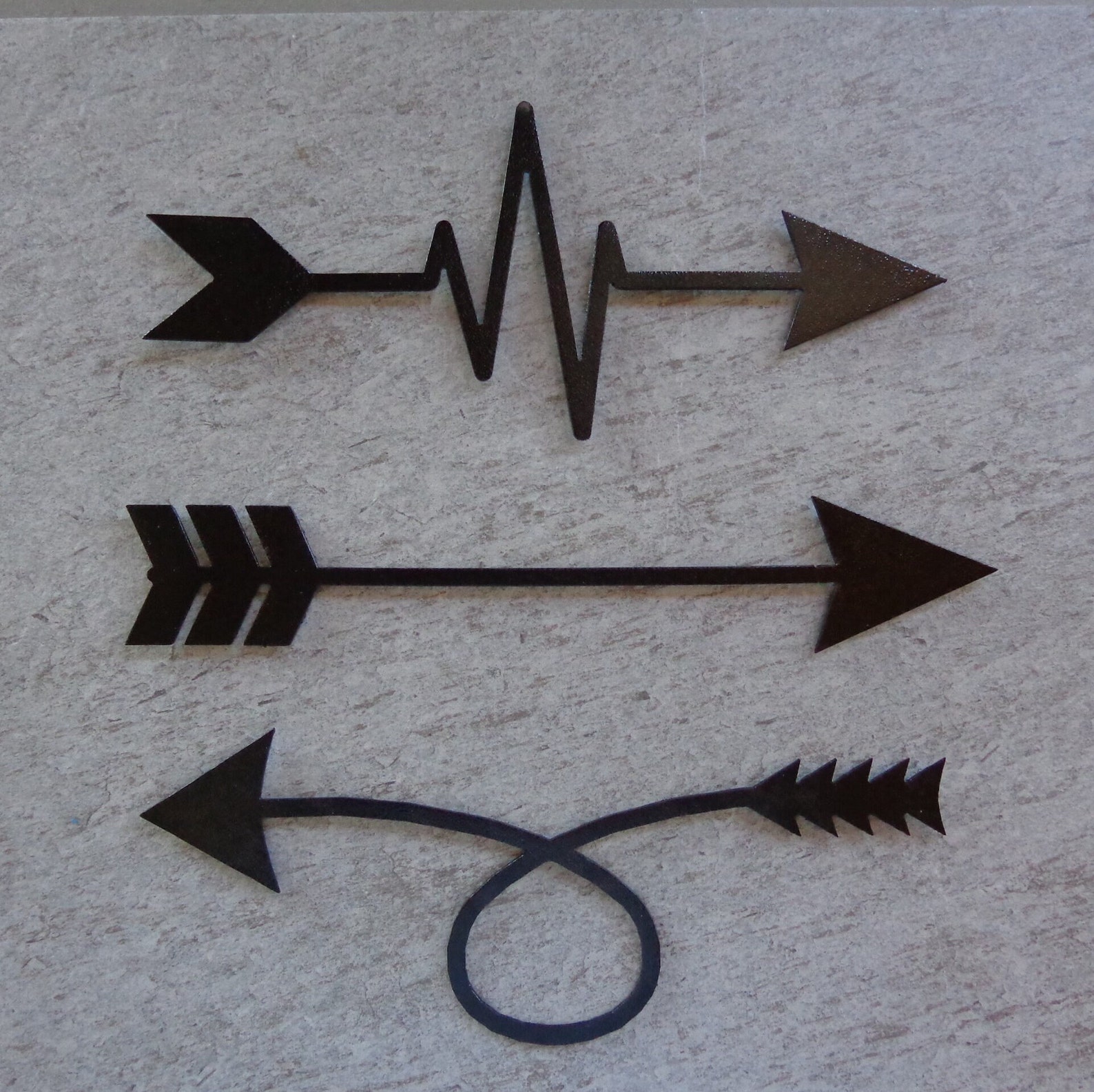 Set of 3 Arrows Plasma Cut Metal Wall Art Textured Black | Etsy