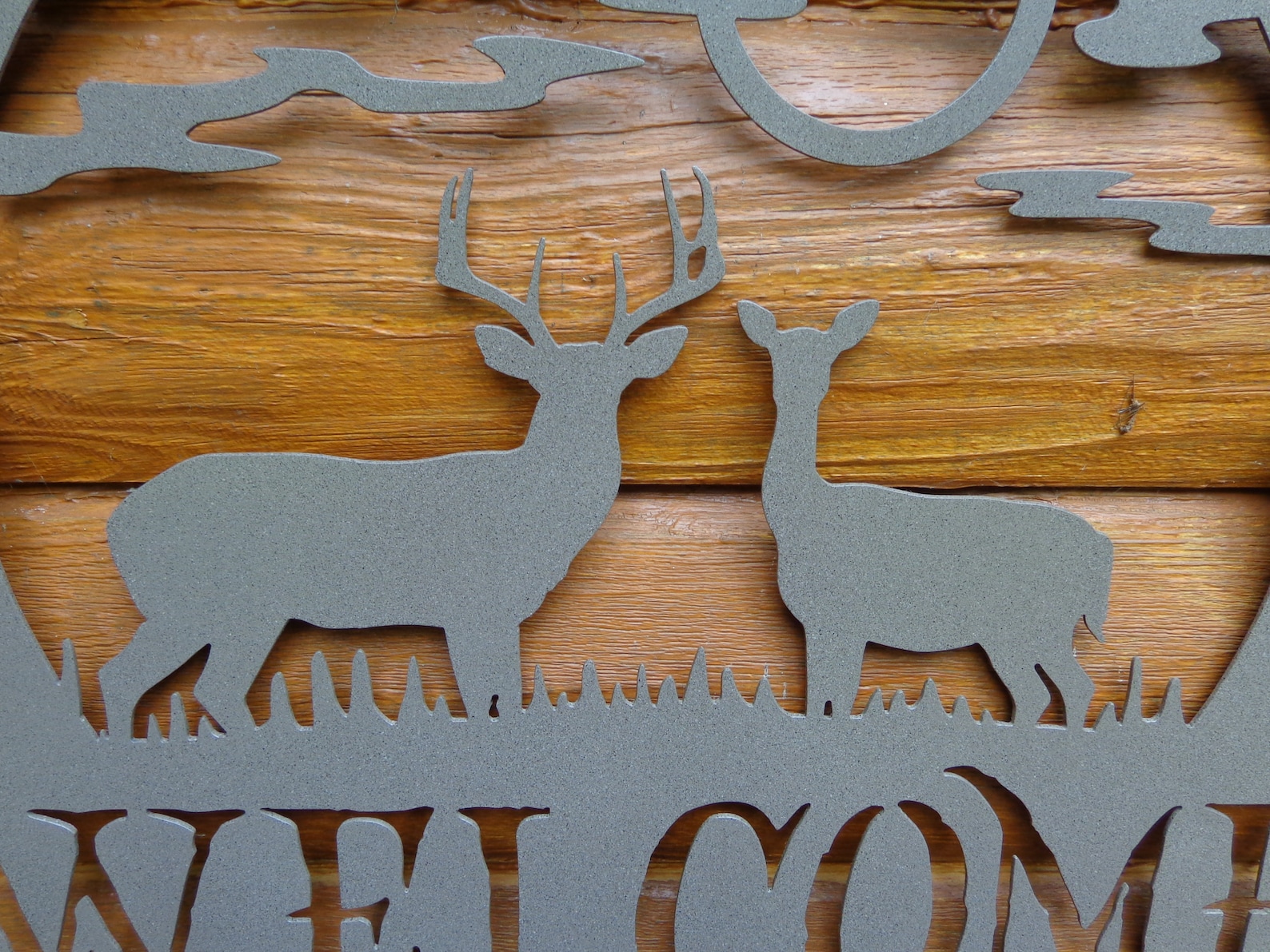 Deer Sawblade Welcome Plasma Cut Metal Wall Art Coffee Granite | Etsy