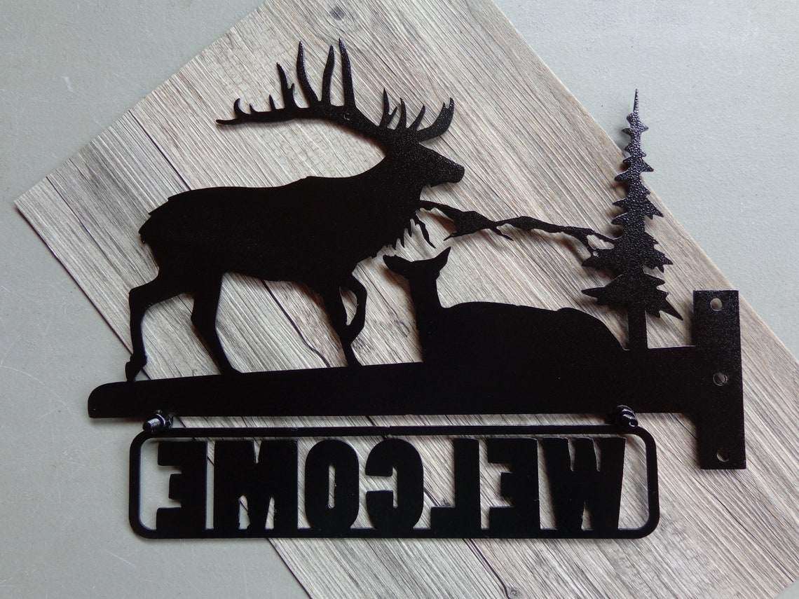Elk Welcome Sign Plasma Cut Metal Wall Art 15 W X | Etsy
