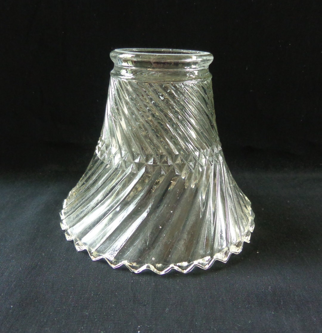Vintage Small Glass Shade 4 Tall X 4-3/4 Bottom Opening X 2-1/4 Fitter ...