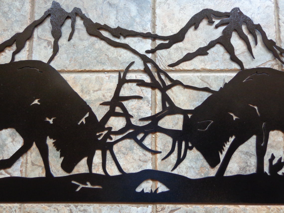 New Large Fighting Elk Sign Plasma Cut Metal Wall Art 46 | Etsy