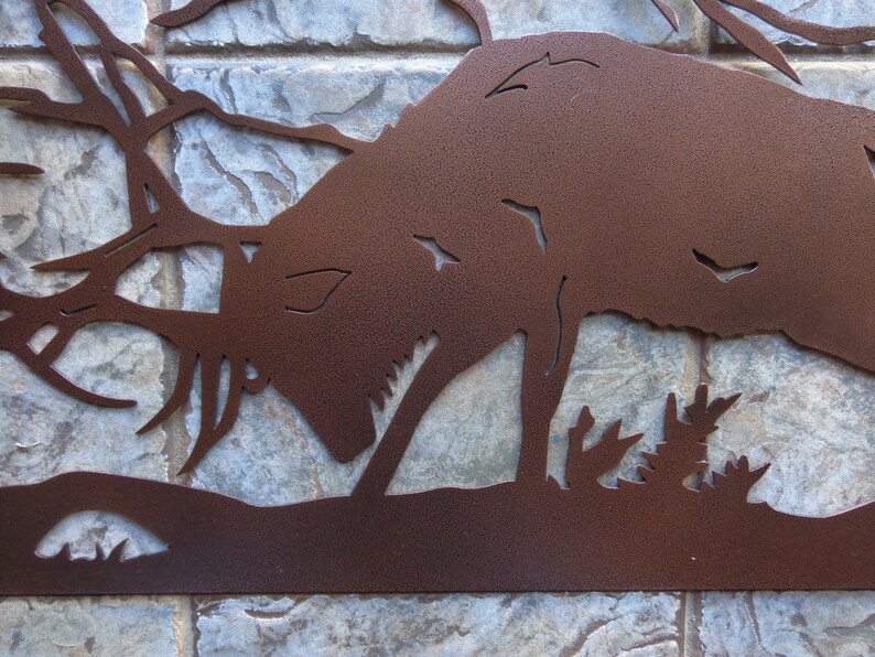 New Large Fighting Elk Sign Plasma Cut Metal Wall Art 47 - Etsy