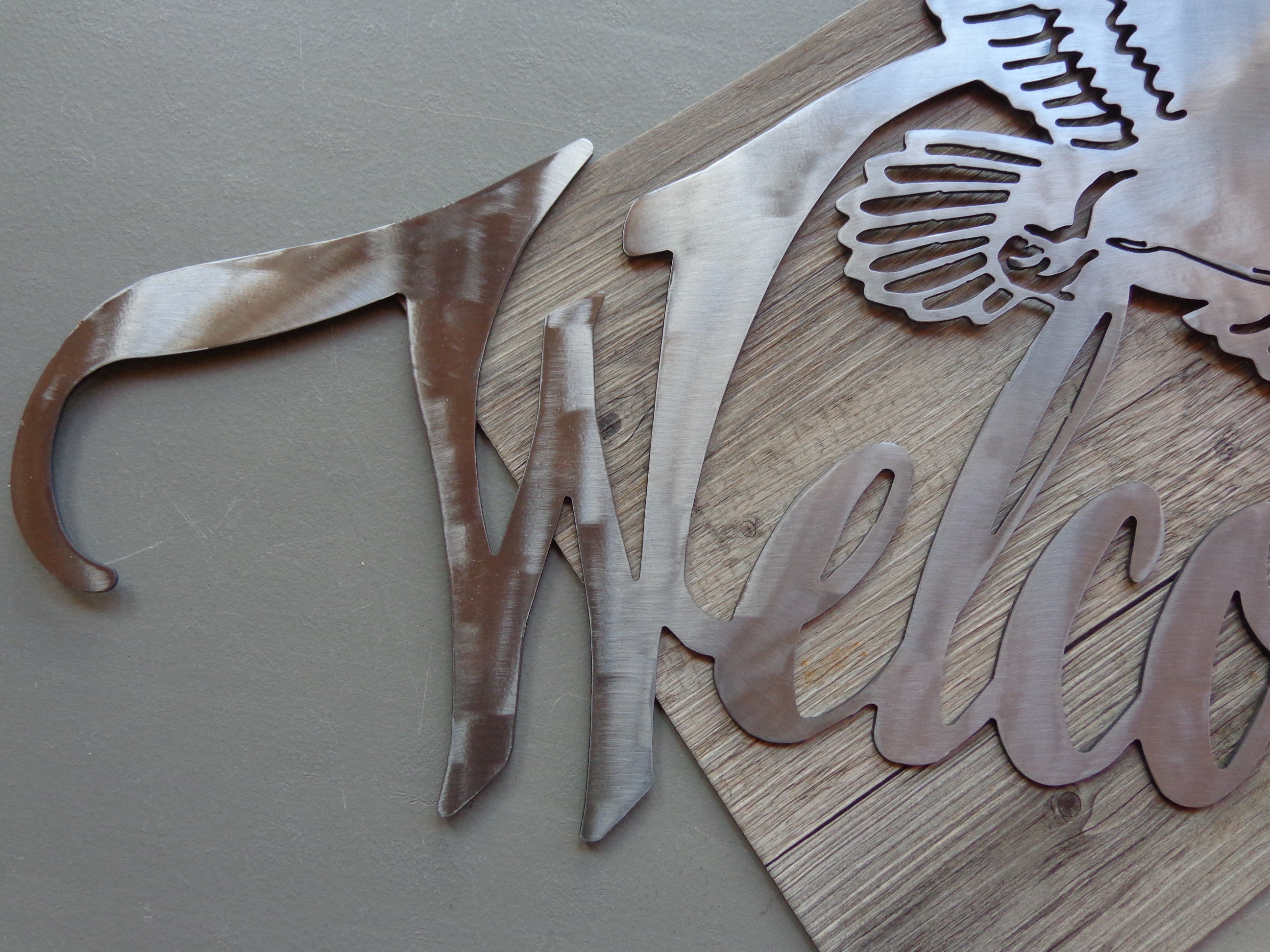New Small Eagle Welcome Sign Plasma Cut Metal Wall Art - Etsy UK