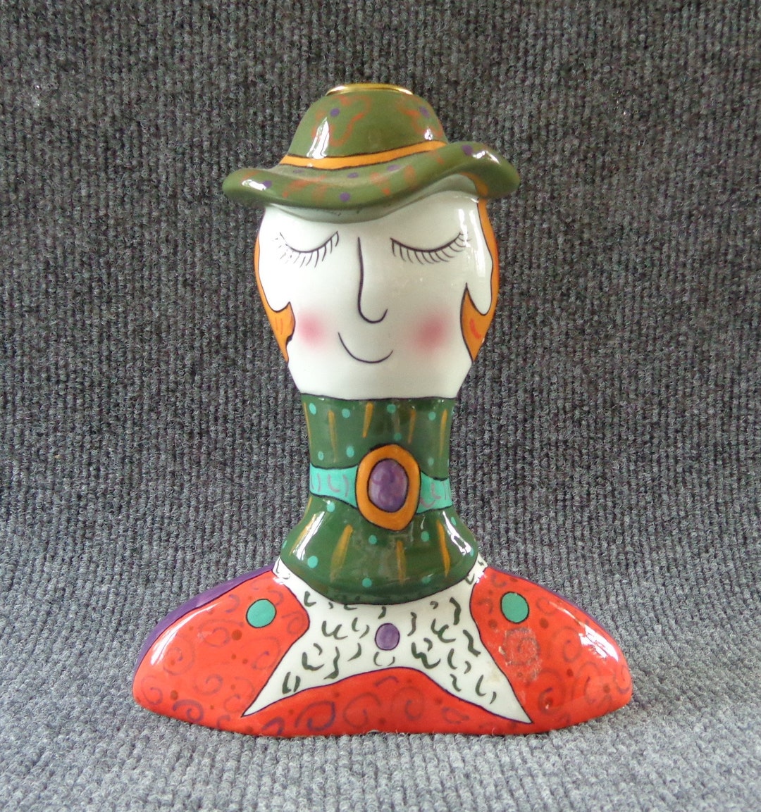 Vintage Pati's People Ganz Ceramic Candle Holder 7-1/2 Tall Good ...