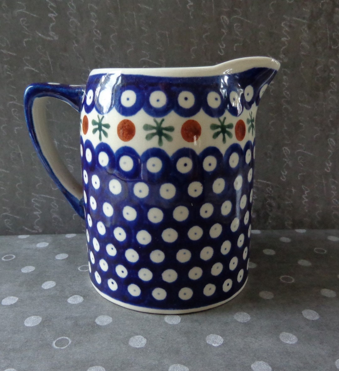 Vintage Boleslawiec Pitcher 5 Tall Polish Pottery Blue & White - Etsy