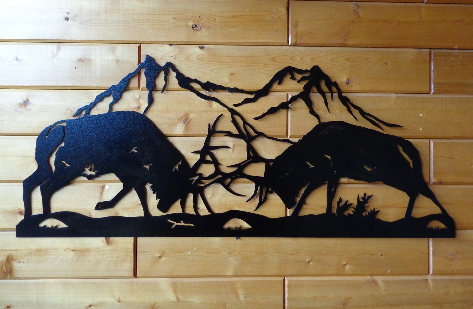 New Large Fighting Elk Sign Plasma Cut Metal Wall Art 46 | Etsy