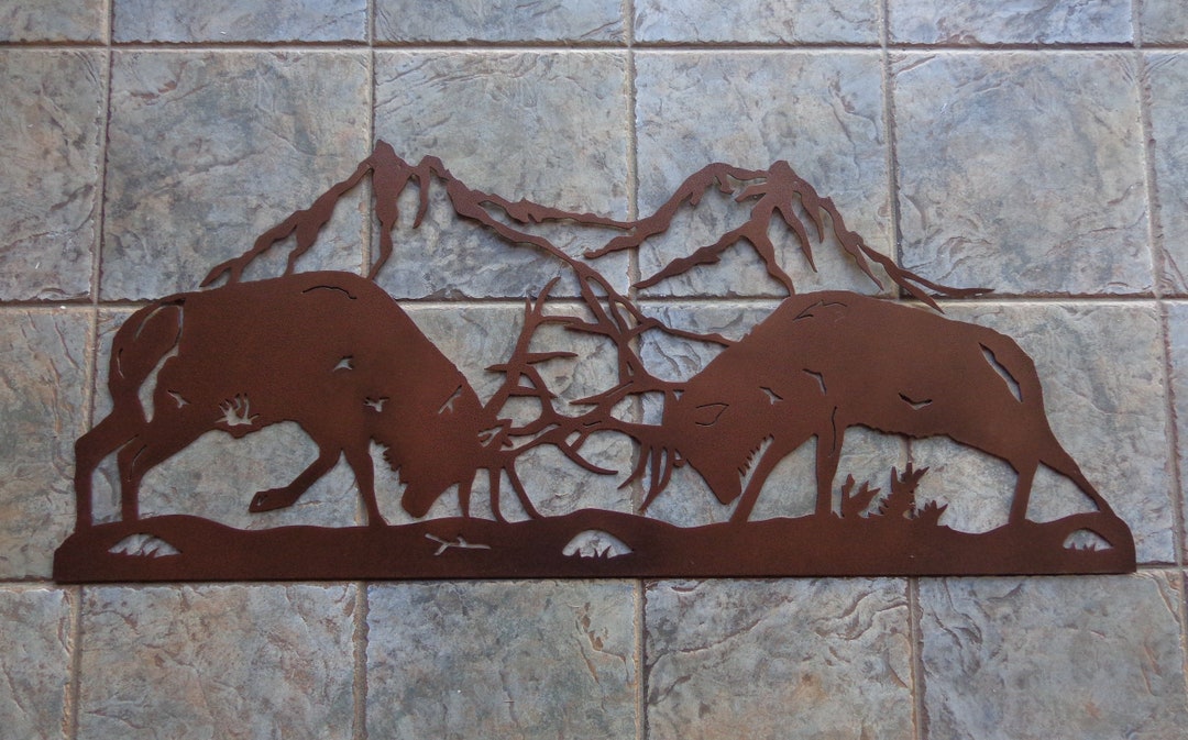 New Large Fighting Elk Sign Plasma Cut Metal Wall Art 47 - Etsy