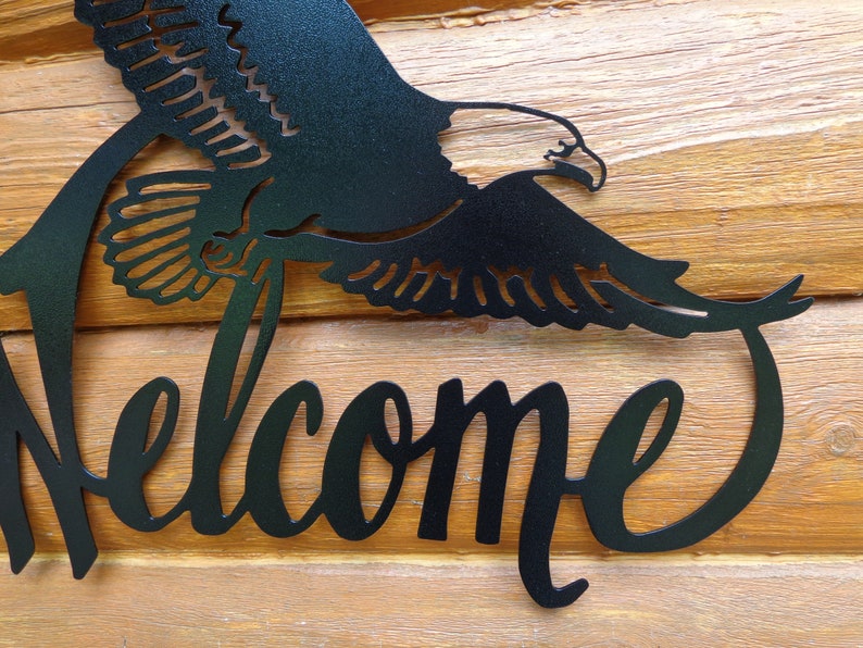 New Eagle Welcome Sign Plasma Cut Metal Wall Art 20 T x | Etsy
