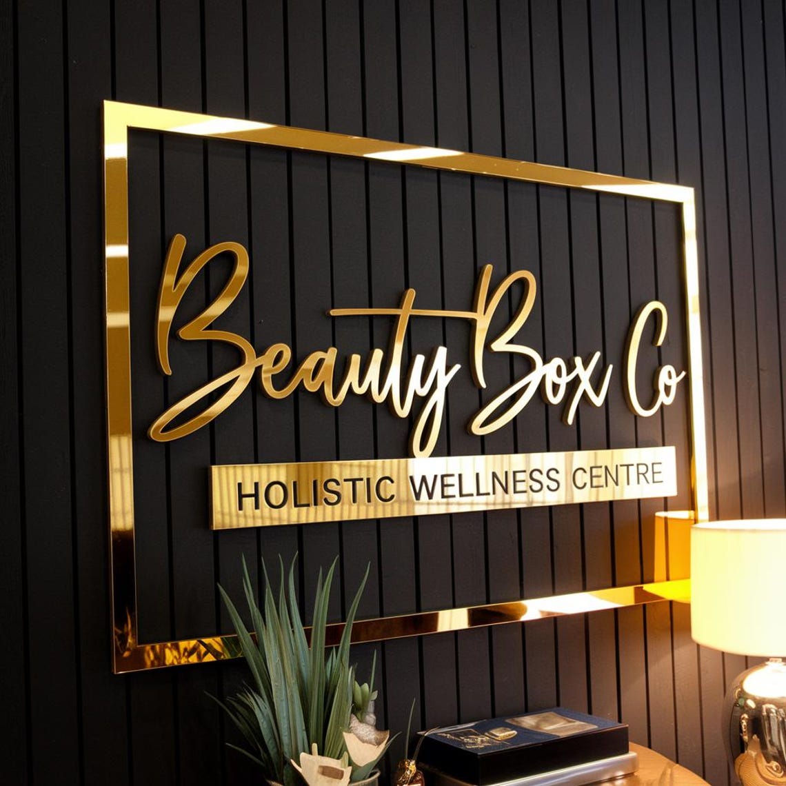 Custom 3D Business Logo Sign, Laser Cut Gold Mirror Acrylic - Etsy