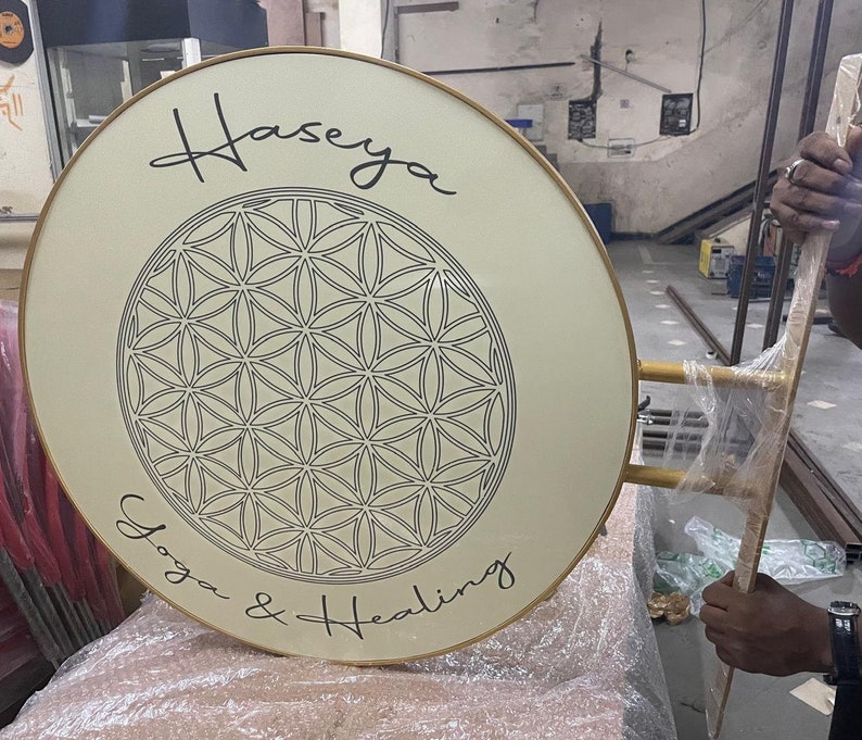 Custom Small Business Sign Logo Your Actual Logo Round Hanging Blade ...