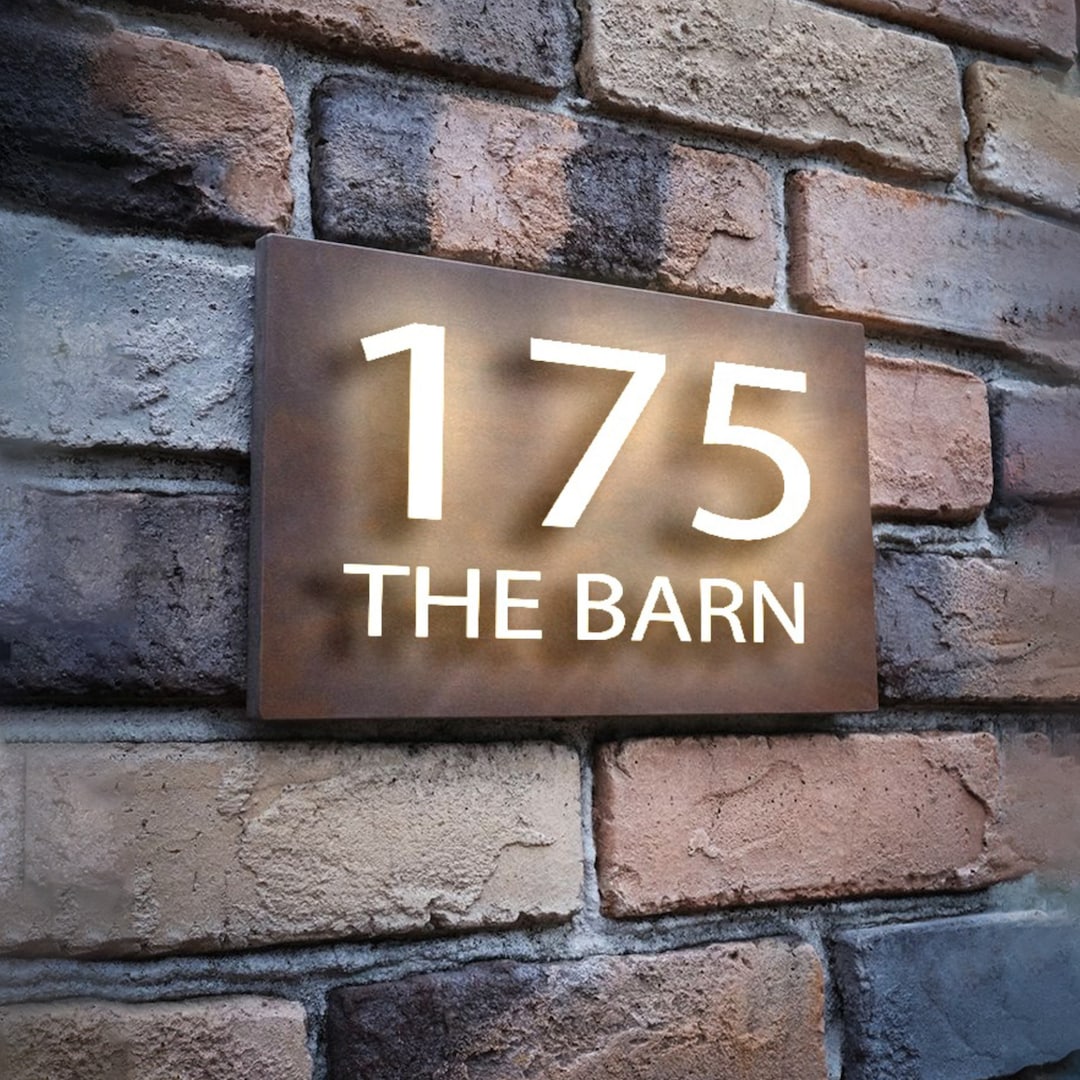 Modern Backlit House Numbers | LED Address Sign | Modern Address Sign ...