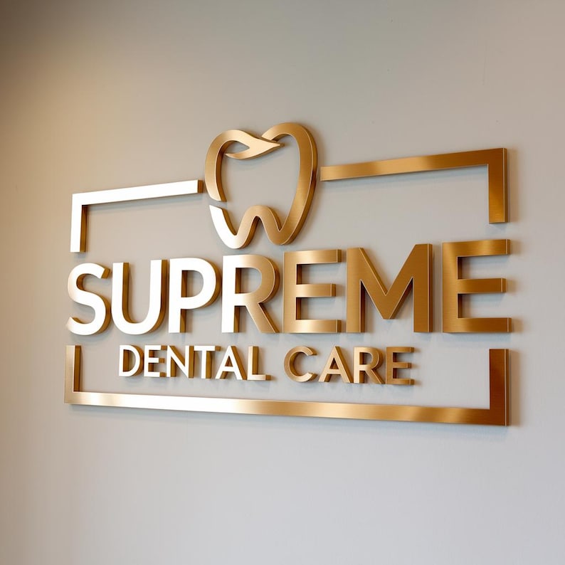 Custom 3D Business Logo Sign, Laser Cut Gold Mirror Acrylic - Etsy