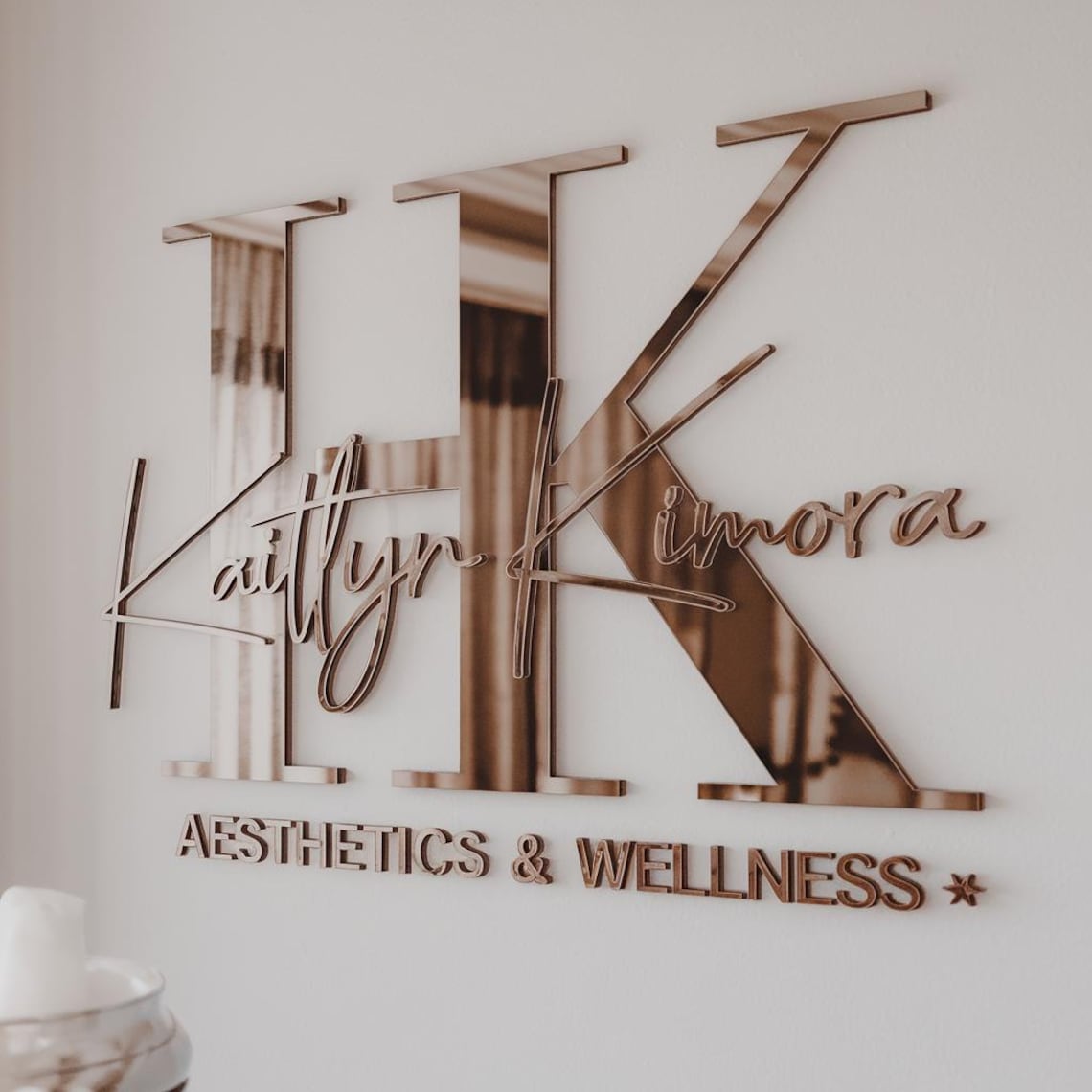Custom 3D Business Logo Sign, Laser Cut Gold Mirror Acrylic - Etsy