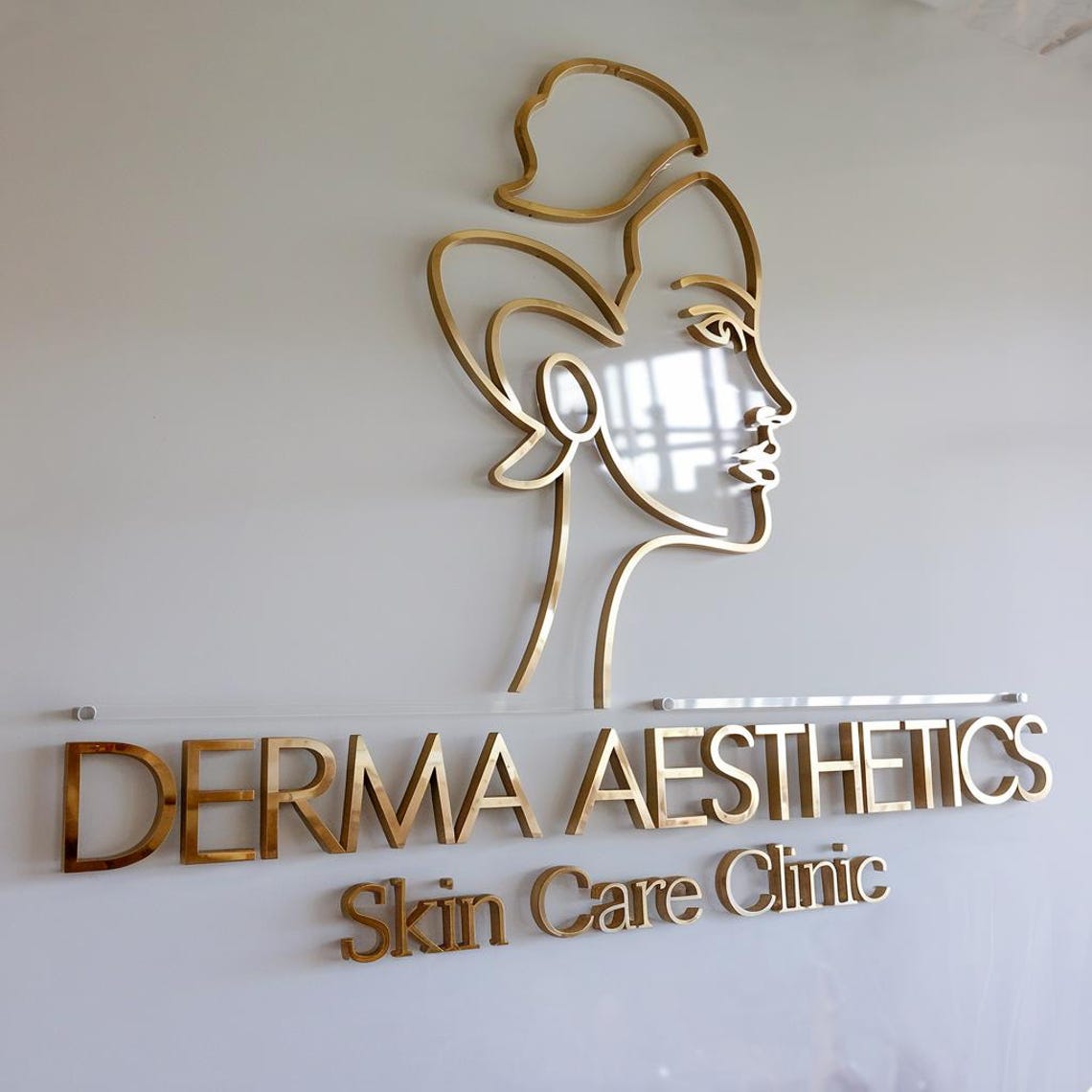 Custom 3D Business Logo Sign, Laser Cut Gold Mirror Acrylic - Etsy