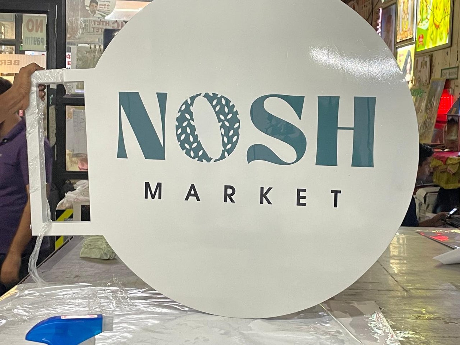 Custom Small Business Sign Logo Your Actual Logo Round Hanging Blade ...