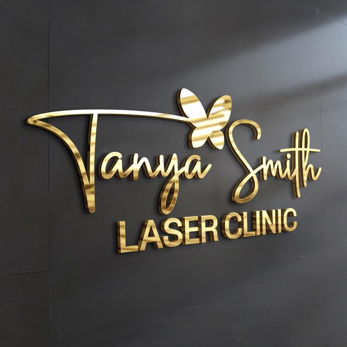 Custom 3D Business Logo Sign, Laser Cut Gold Mirror Acrylic - Etsy