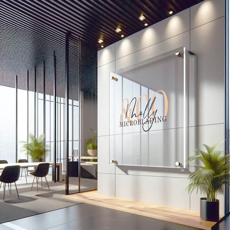 Custom Acrylic Business Logo Sign, Horizontal Layout Personalized Name ...