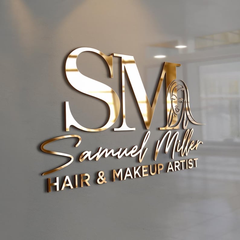 Custom 3D Business Logo Sign, Laser Cut Gold Mirror Acrylic - Etsy