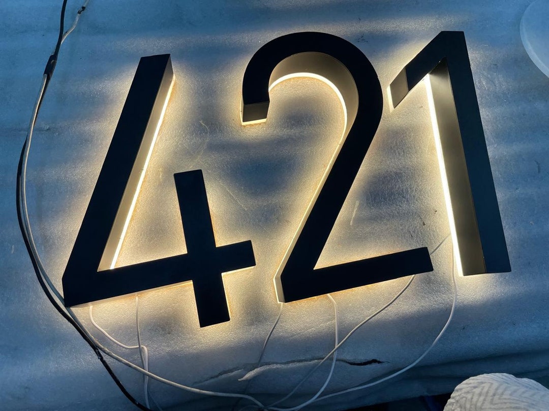 Metal LED Backlit House Numbers: Custom Illuminated Address Sign - Etsy