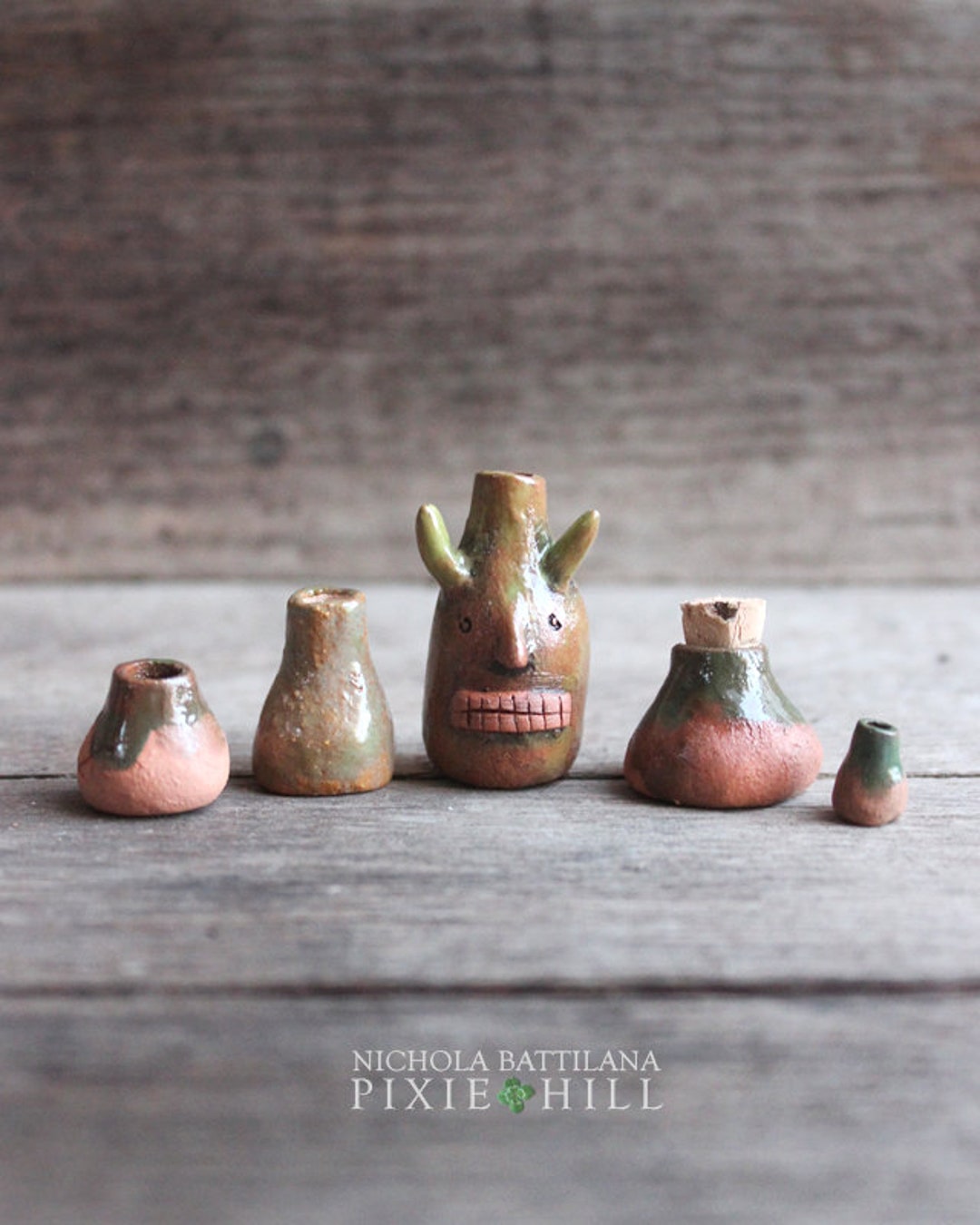 Miniature Fairy Potion Pots / Clay Goblin Poison Pots Set No. 1 - Etsy