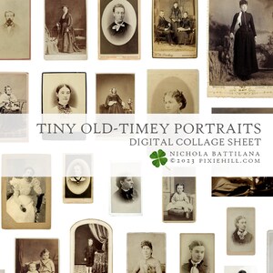 Tiny Old-timey Vintage Portraits Digital Collage Sheet PDF PNG Download ...
