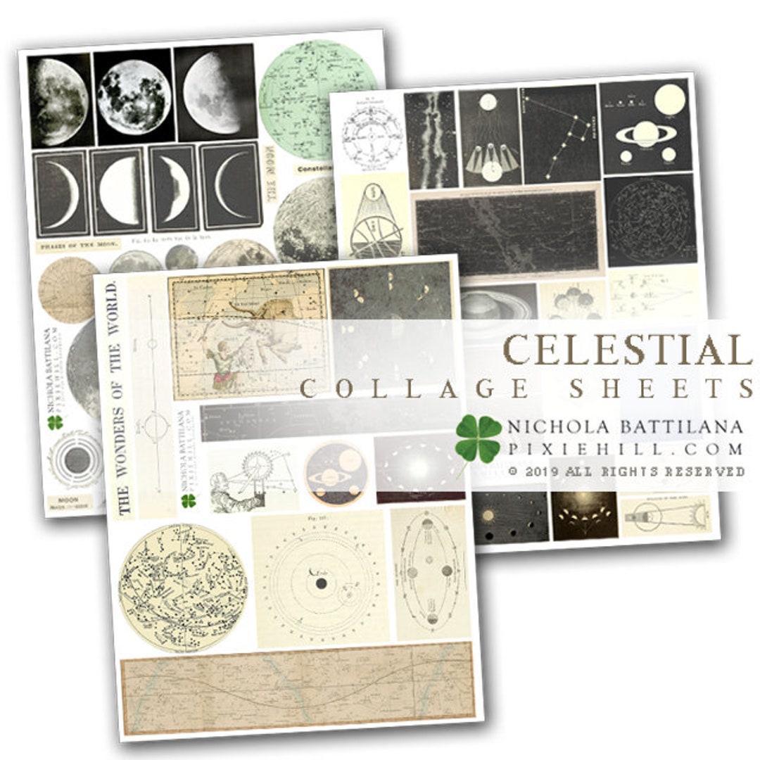 3 Pages Celestial Moon and Star Astronomy Multi-page Downloadable PDF ...
