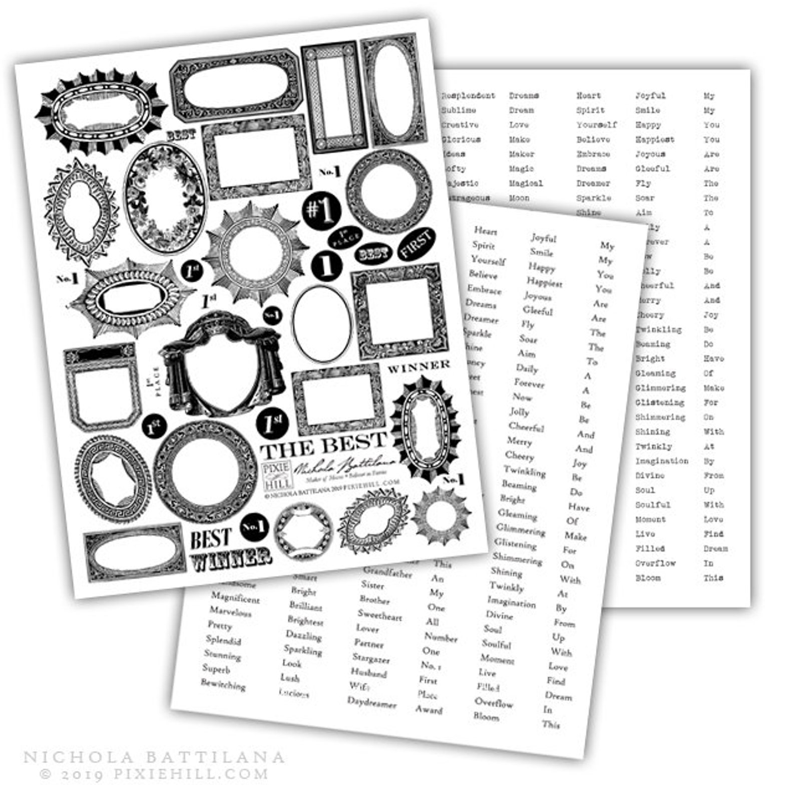 THE BEST Medallions Words and Awards 3 Page Digital Collage - Etsy