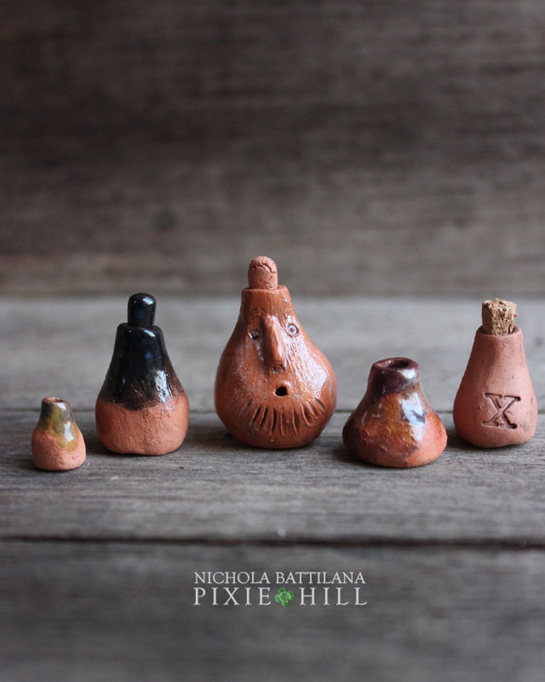 Miniature Fairy Potion Pots / Clay Goblin Poison Pots Set No. 4 - Etsy
