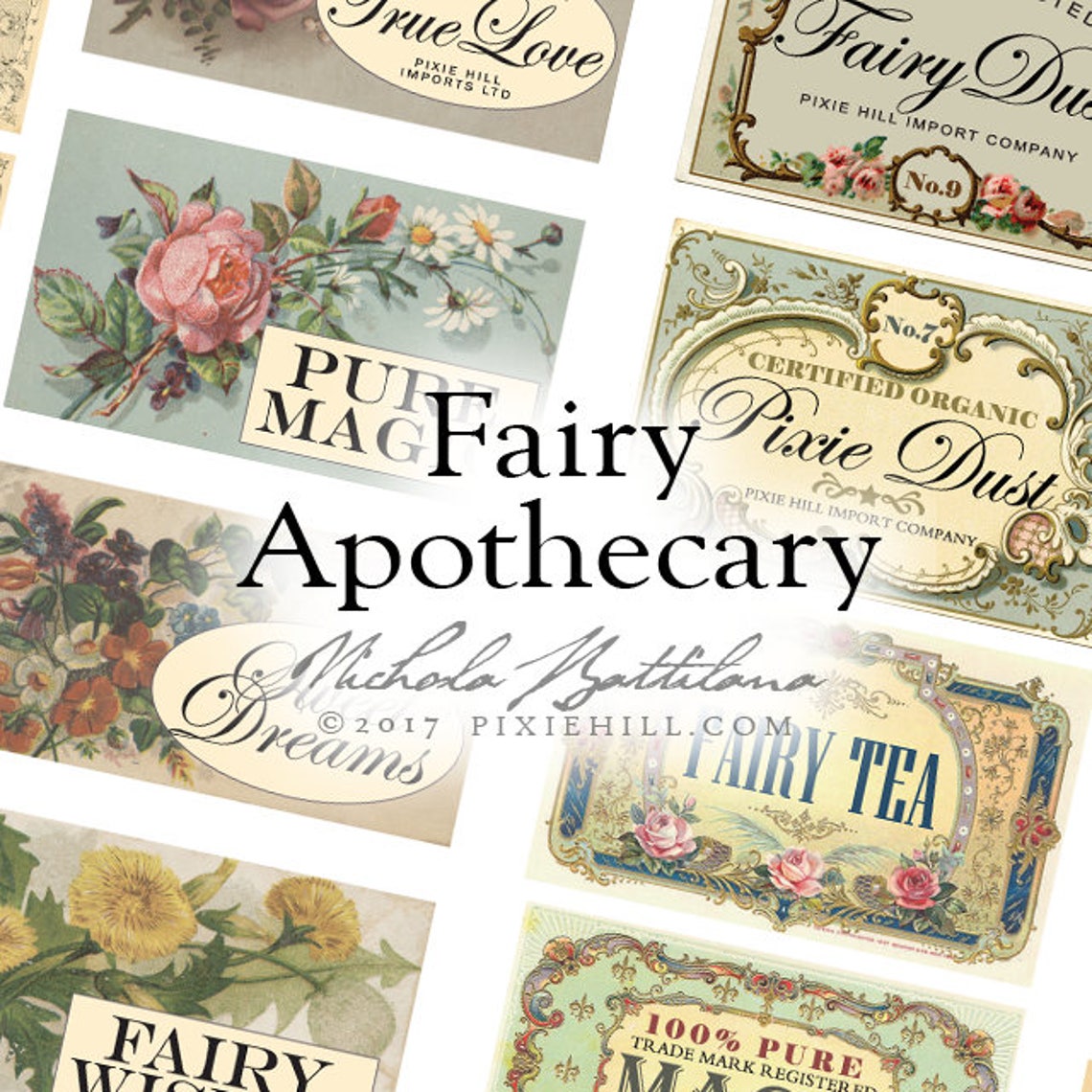 Fairy Apothecary Bottle Label Digital Collage Sheet PDF - Etsy