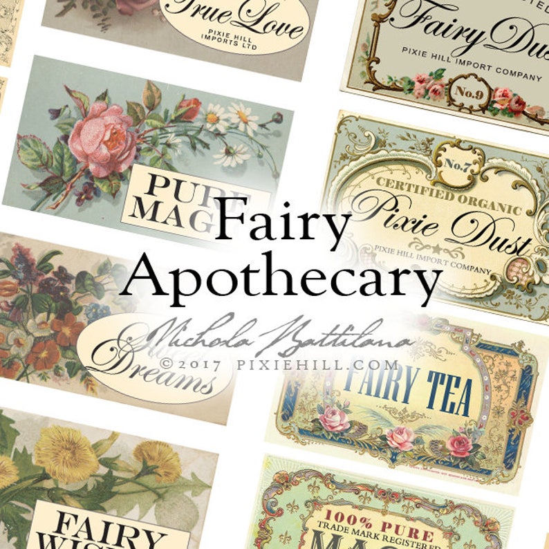 Fairy Apothecary Bottle Label Digital Collage Sheet PDF Download - Etsy